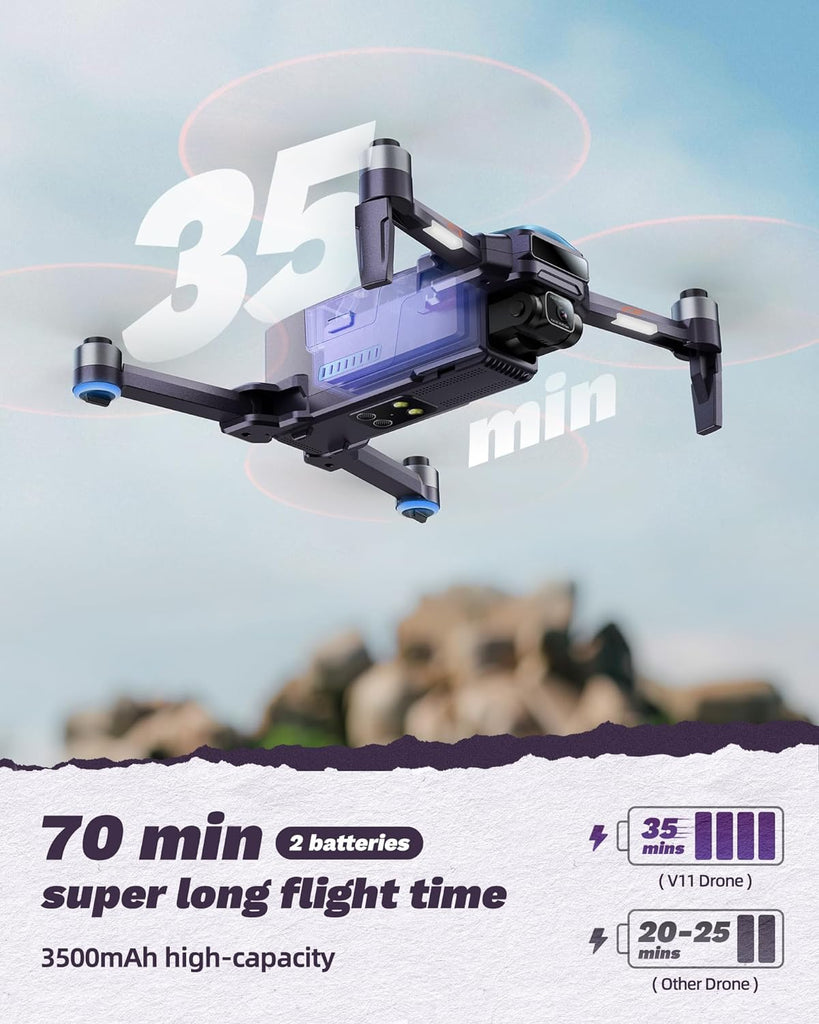 Veeniix V11 Drones with Camera for Adults 4K UHD, 70Min Flight Time, 2 ...